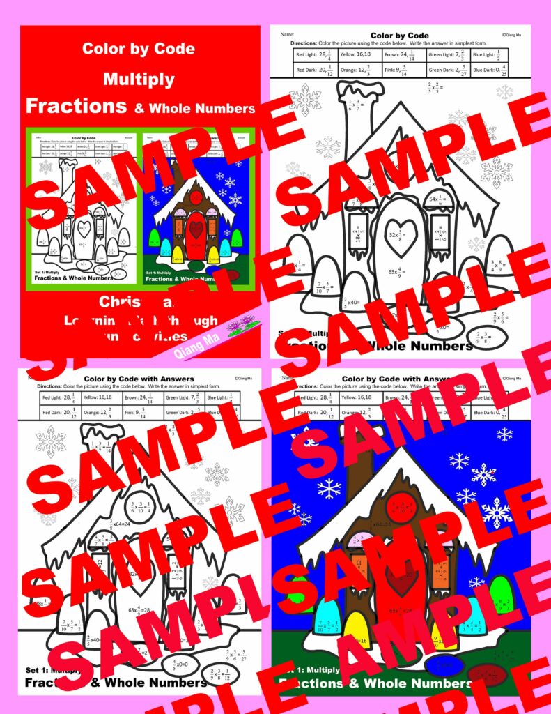 Christmas Color by Code: Multiply and Divide Fractions 5 in 1 | Made By ...
