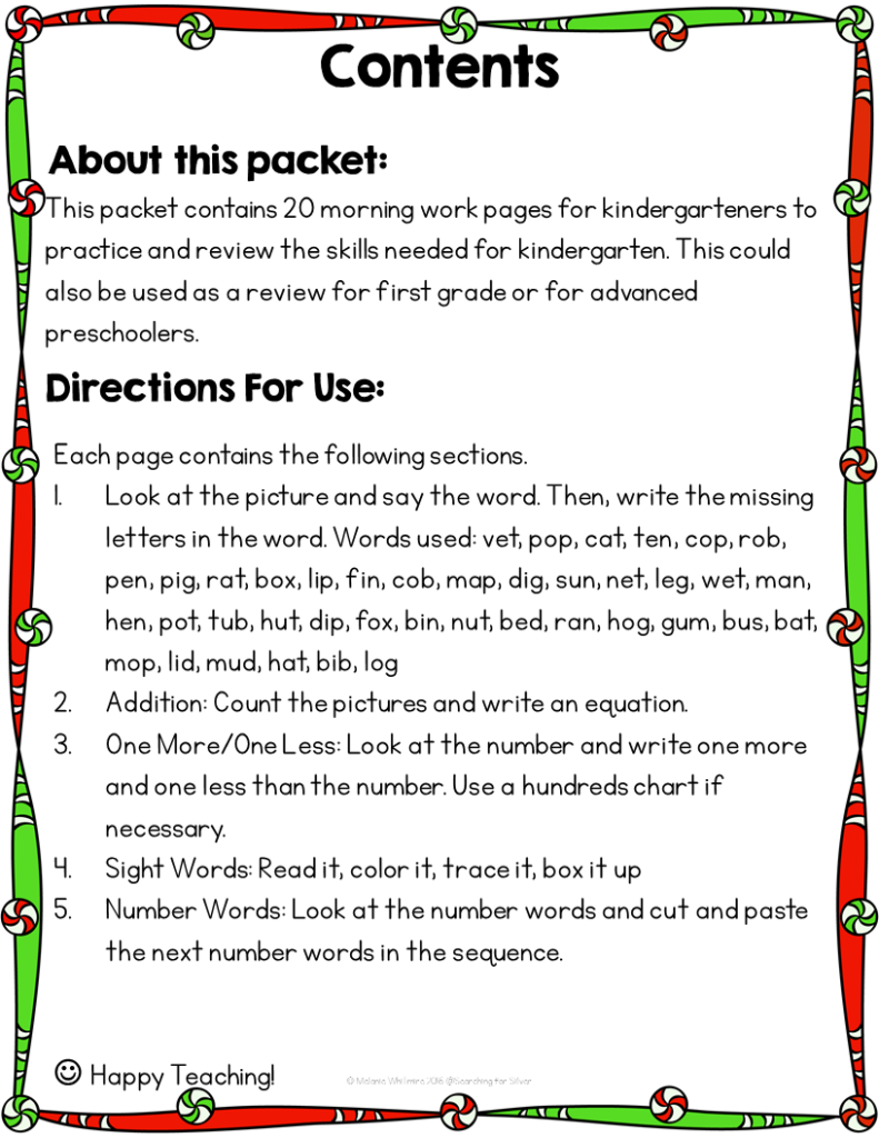 December Morning Work {Kindergarten} | Made By Teachers