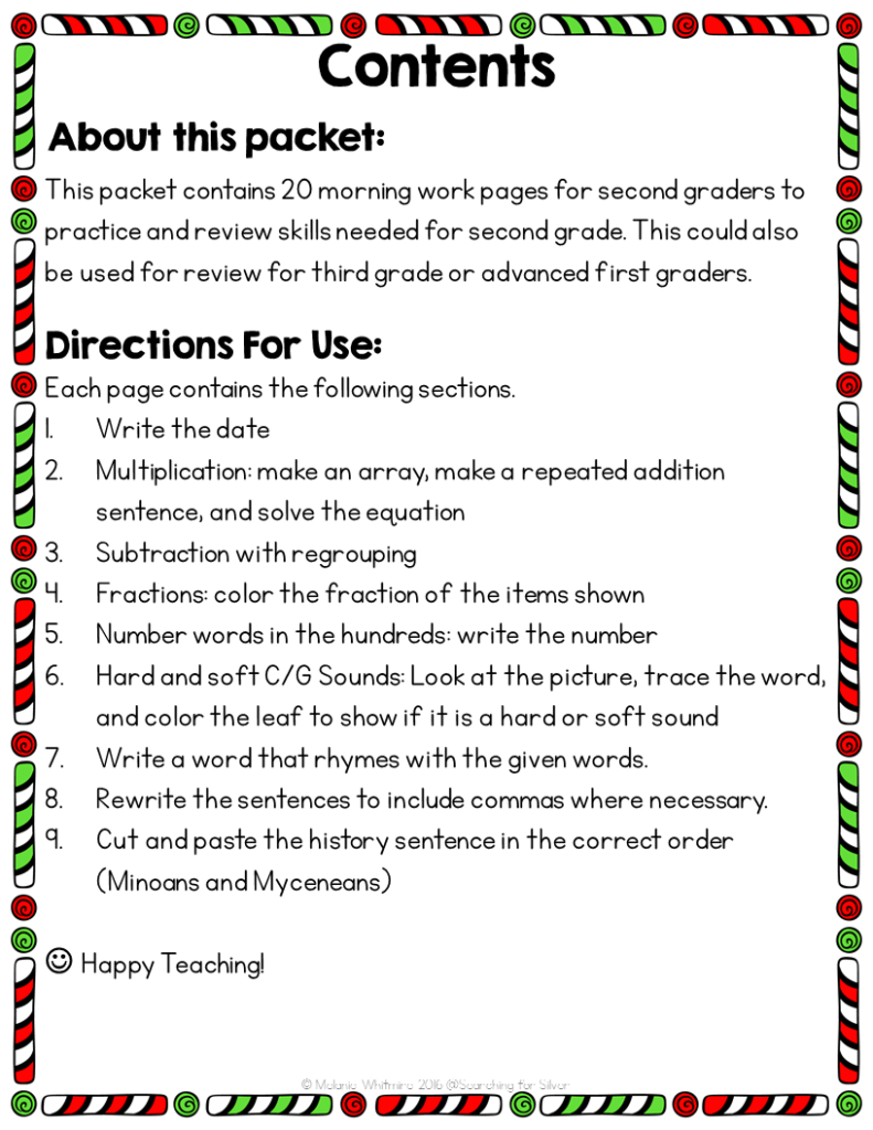 December Morning Work {Second Grade} - Made By Teachers