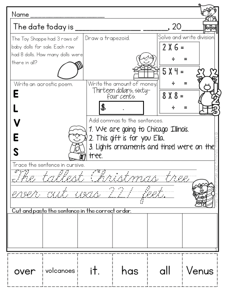 December Morning Work {Third Grade} | Made By Teachers