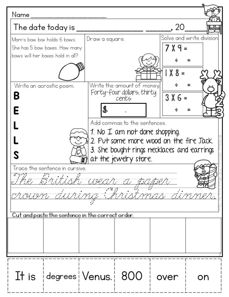 December Morning Work {Third Grade} | Made By Teachers