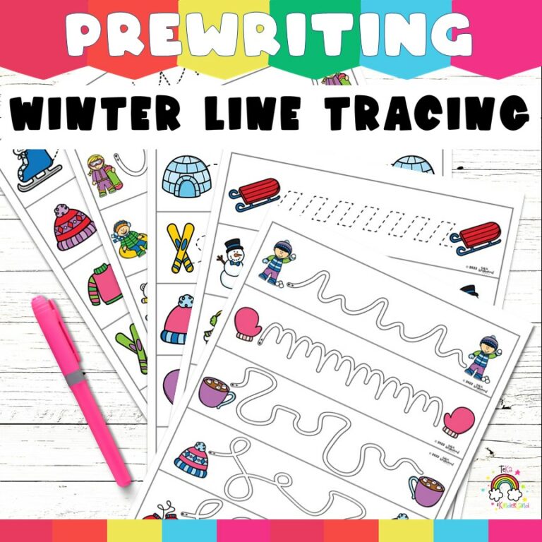 Winter Pre Writing Line Tracing Practice Fine Motor Skill Activities ...