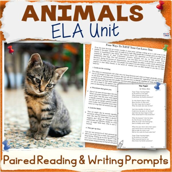 Animals Unit - Paired Reading and Writing Prompts for Animal World ...