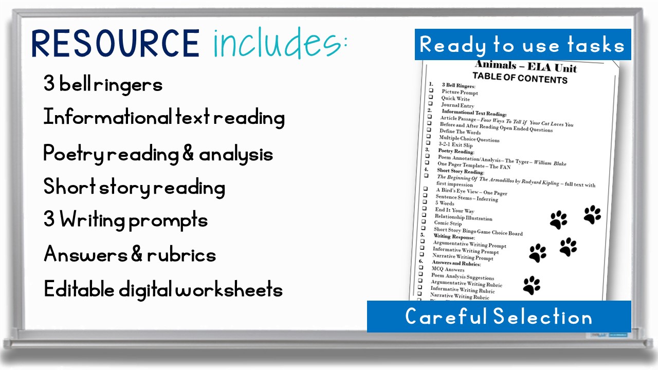Animals Unit - Paired Reading and Writing Prompts for Animal World ...
