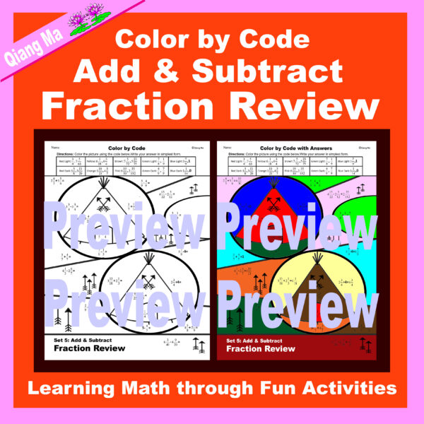 Thanksgiving Color by Code: Add and Subtract Fraction Review | Made By ...