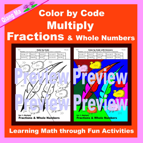 Thanksgiving Color by Code: Multiply Fractions and Whole Numbers | Made ...