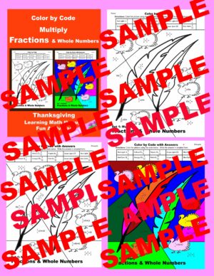 Thanksgiving Color by Code: Multiply Fractions and Whole Numbers - Made ...