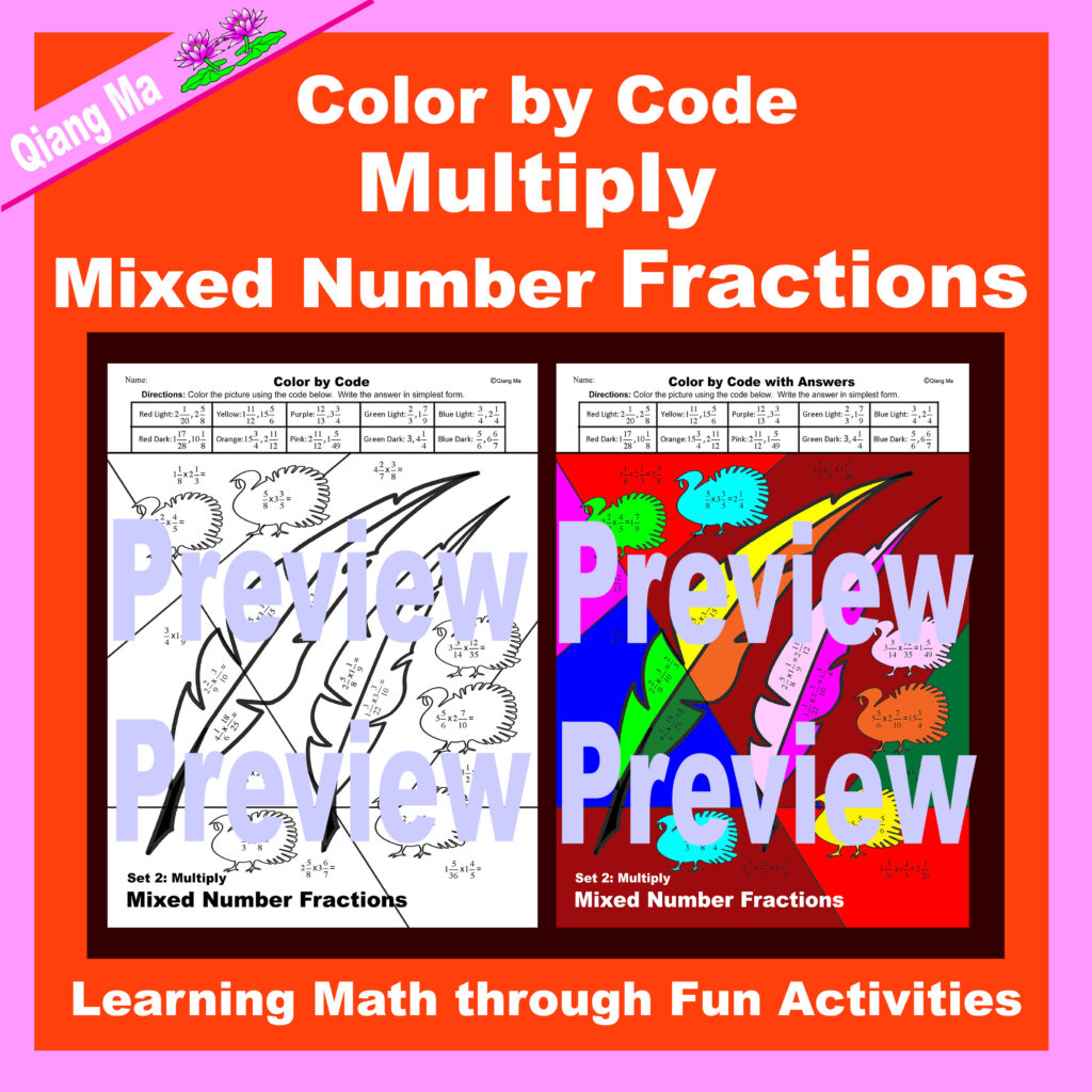 Thanksgiving Color by Code: Multiply Mixed Number Fractions | Made By ...