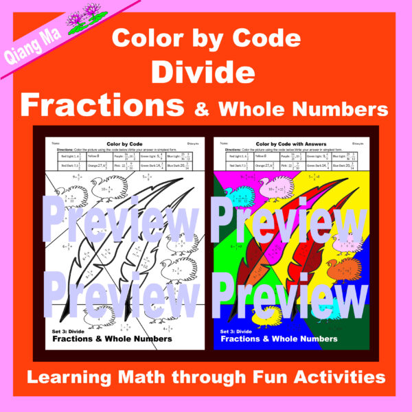 Thanksgiving Color by Code: Divide Fractions and Whole Numbers | Made ...