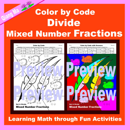 Thanksgiving Color by Code: Divide Mixed Number Fractions | Made By ...