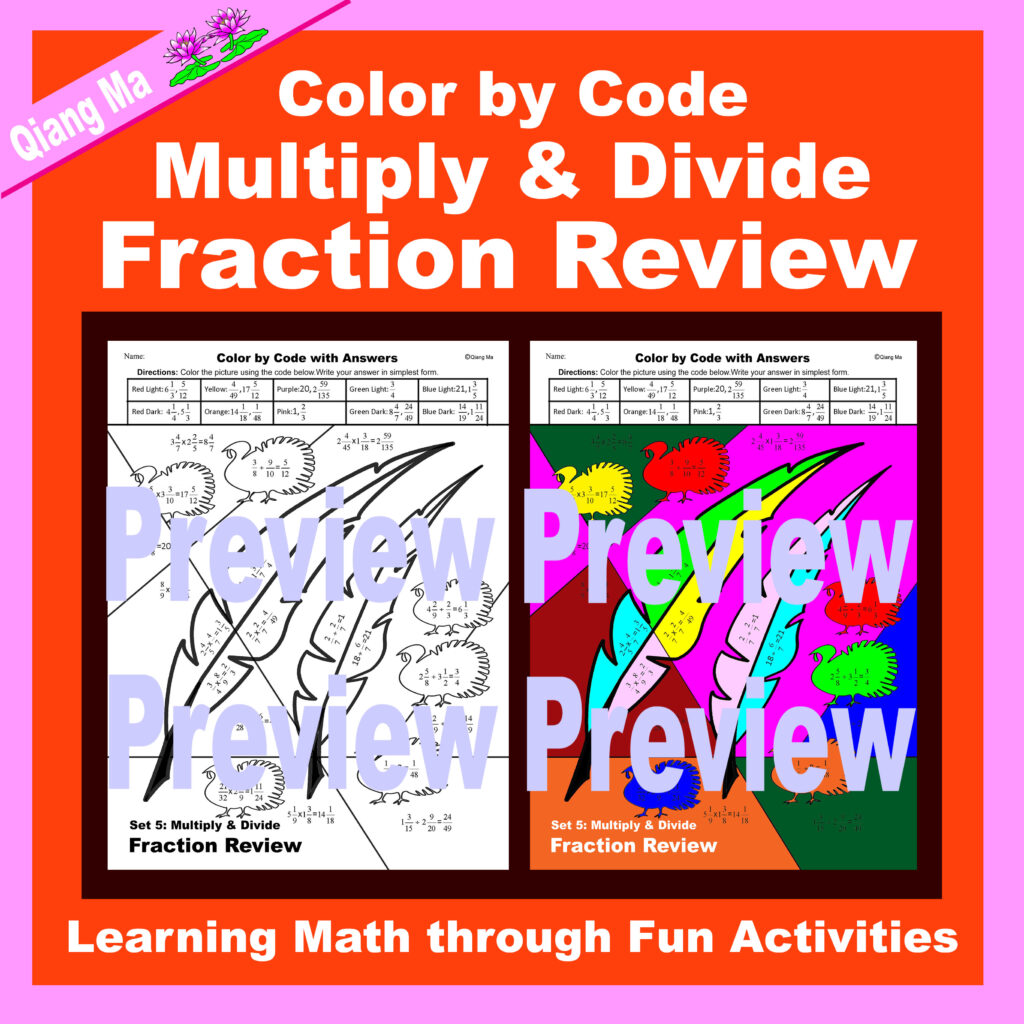 Thanksgiving Color by Code: Multiple and Divide Fraction Review | Made ...