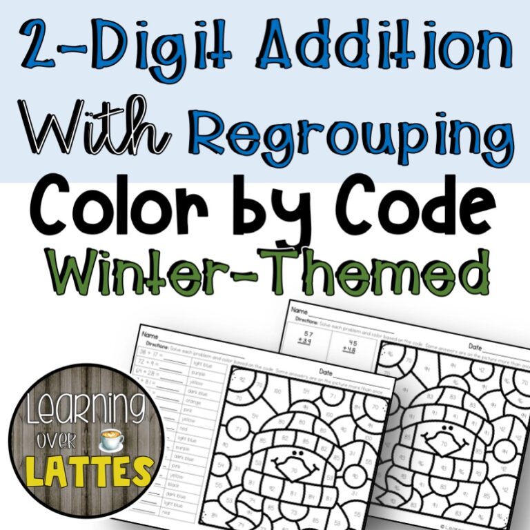 Two Digit Addition WITH Regrouping Color by Code - Winter | Made By ...