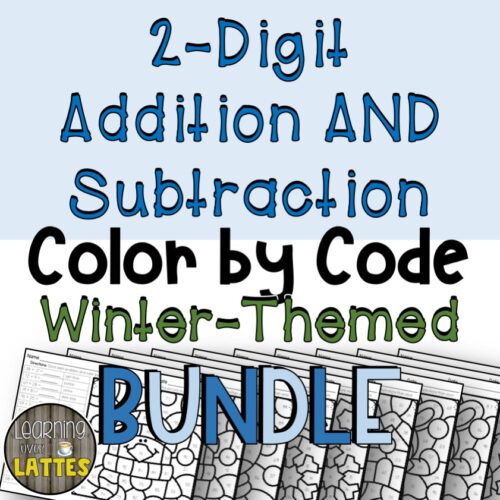 Two Digit Addition and Subtraction Color by Code WINTER Bundle | Made ...