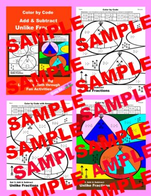 Thanksgiving Color by Code: Add and Subtract Fractions 5 in 1 | Made By ...