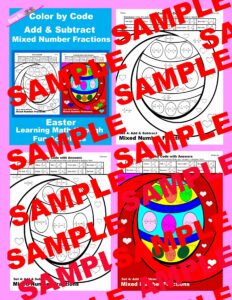 Easter Color by Code Fractions: Add, Subtract, Multiply, and Divide 10 ...