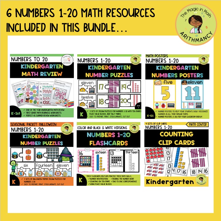 NO PREP READY TO PRINT NUMBERS 1-20 COUNTING NUMBER SENSE BUNDLE | Made ...