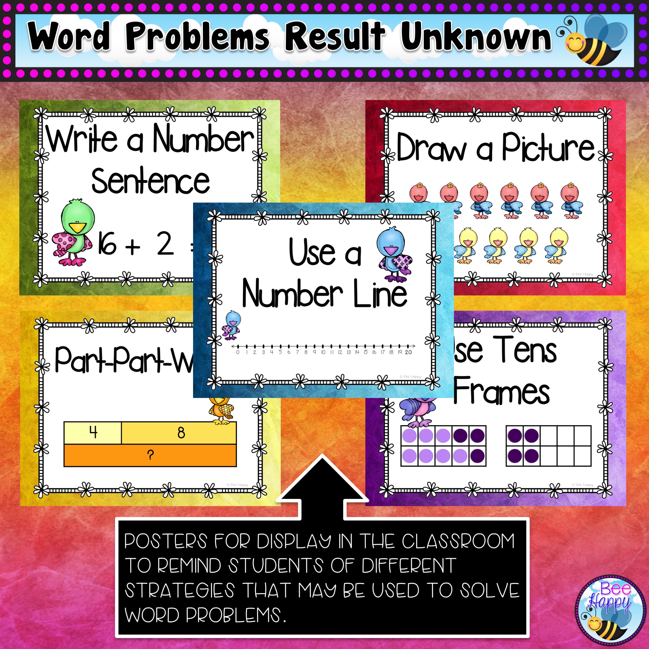 Addition Word Problems Within 20 | Result Unknown | Think Boards and ...