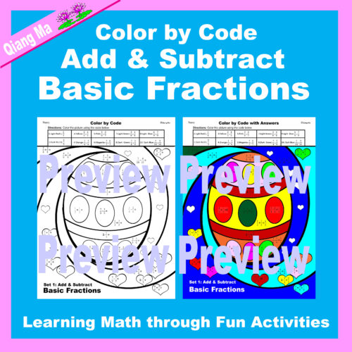 Easter Color by Code: Add and Subtract Basic Fractions | Made By Teachers