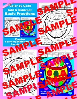 Easter Color by Code: Add and Subtract Basic Fractions | Made By Teachers
