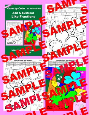 St. Patrick's Day Color by Code: Add and Subtract Like Fractions | Made ...