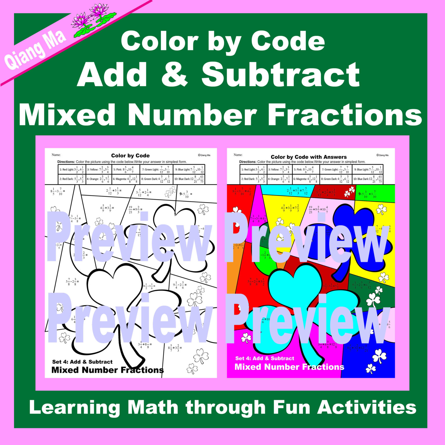St Patrick s Day Color By Code Add And Subtract Mixed Number St Patrick s Day Color By Code Add And Subtract Mixed Number