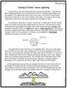 Static Electricity Lab Reading Passages Worksheet and Activity - Made ...