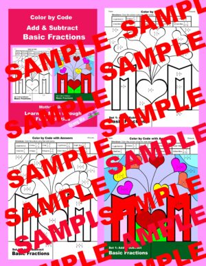 Mother's Day Color by Code: Add and Subtract Basic Fractions | Made By ...