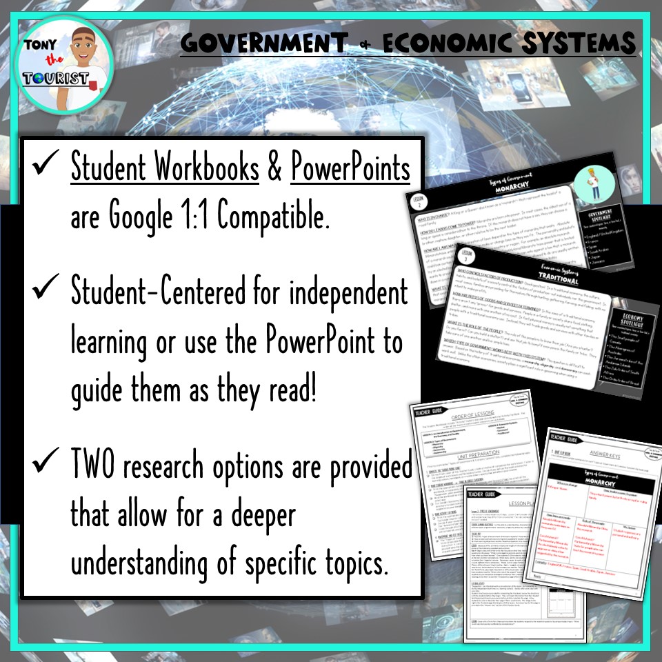 Types of Government & Economic Systems Unit: Reading Passages, Flip ...