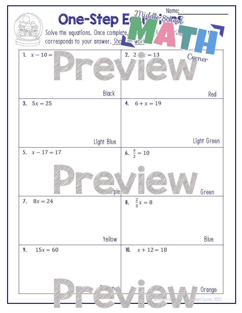 Christmas and Winter Solving One Step, Two Step, and Multi-Step ...