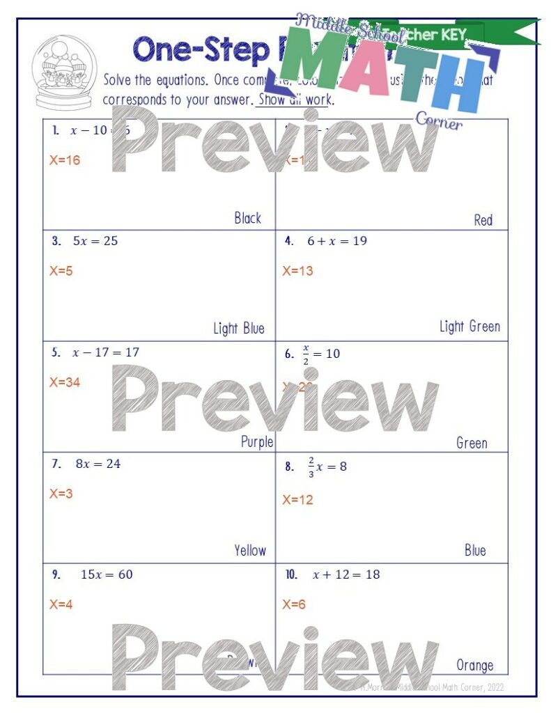 Christmas and Winter Solving One Step, Two Step, and Multi-Step ...