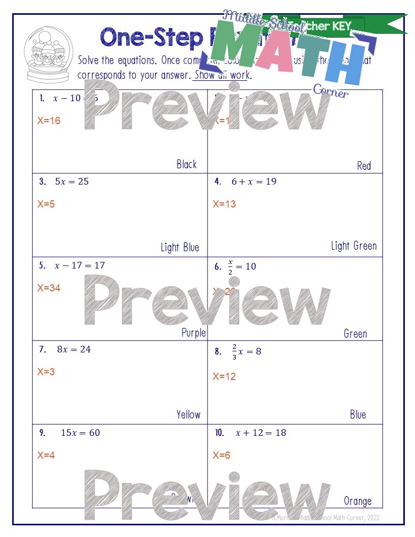 Christmas and Winter Solving One Step, Two Step, and Multi-Step ...