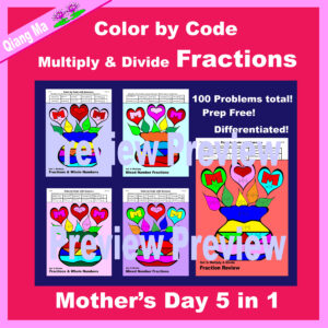 Mother's Day Color by Code: Multiply and Divide Fractions 5 in 1 - Made ...