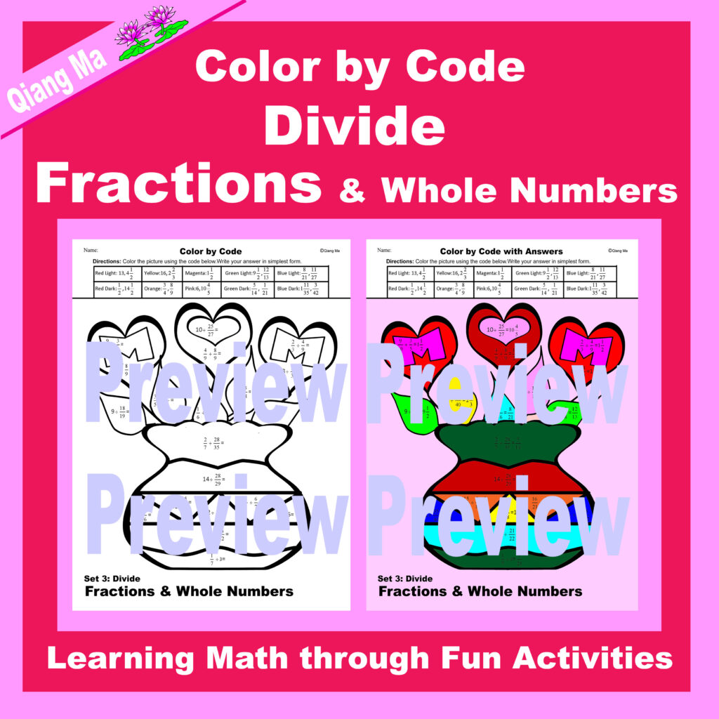 Mother's Day Color by Code: Divide Fractions and Whole Numbers | Made ...