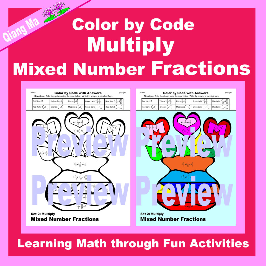 Mother's Day Color by Code: Multiply Mixed Number Fractions | Made By ...