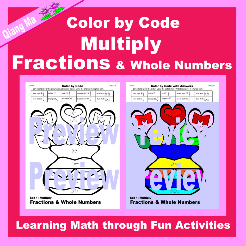 Mother's Day Color by Code: Multiply Fractions and Whole Numbers | Made ...