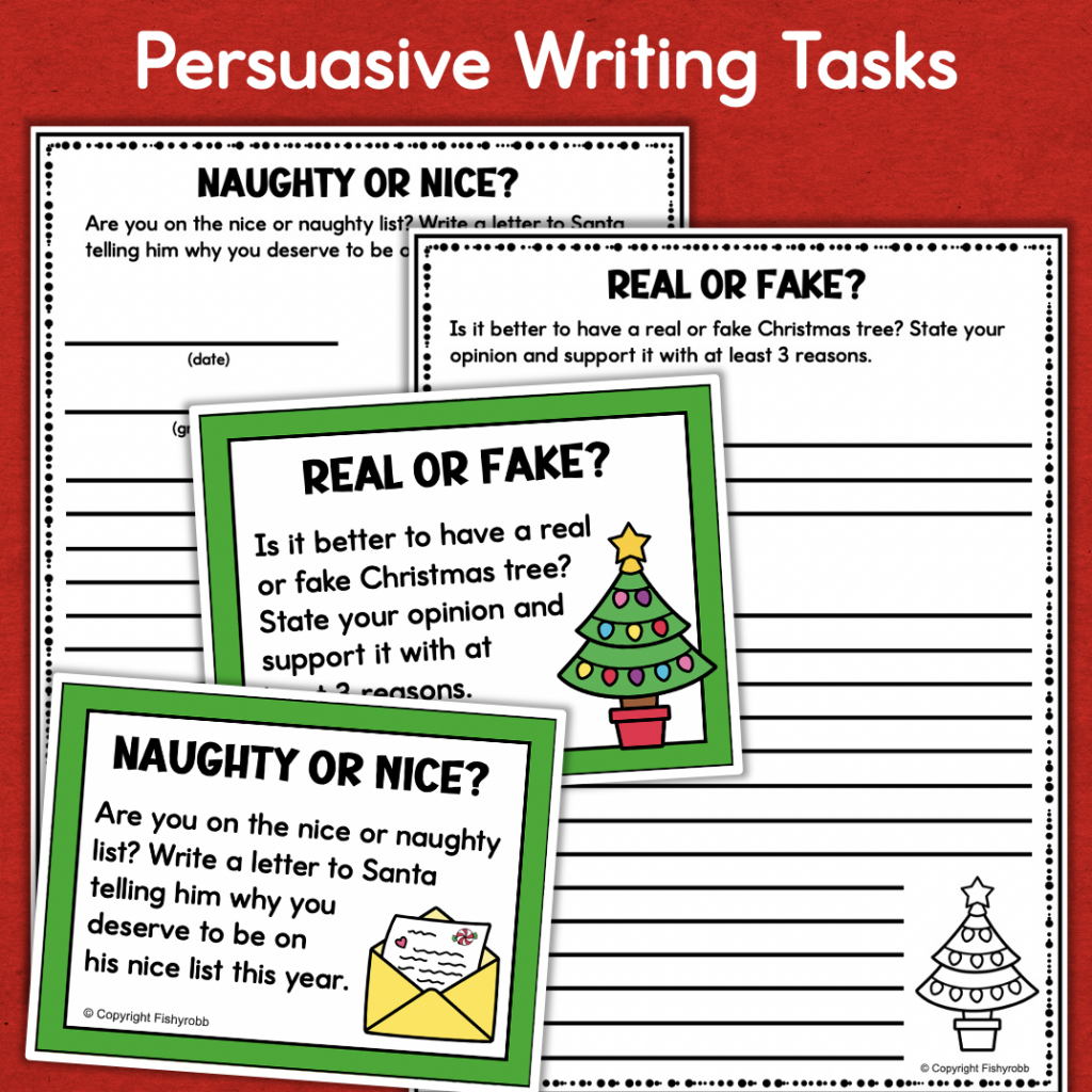 CHRISTMAS Writing Prompts & Paper Narrative Descriptive Persuasive ...