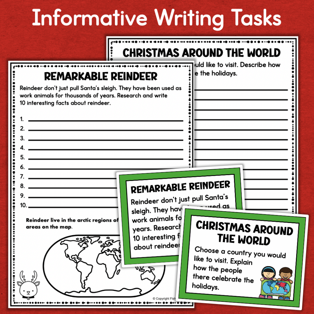 CHRISTMAS Writing Prompts & Paper Narrative Descriptive Persuasive ...
