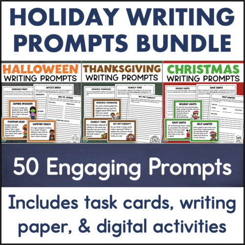 Christmas Thanksgiving Halloween Writing Prompts BUNDLE | Made By Teachers