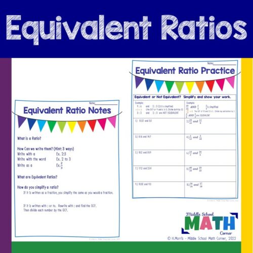 Equivalent Ratios Notes, Practice Worksheet, Exit Slip - Made By Teachers
