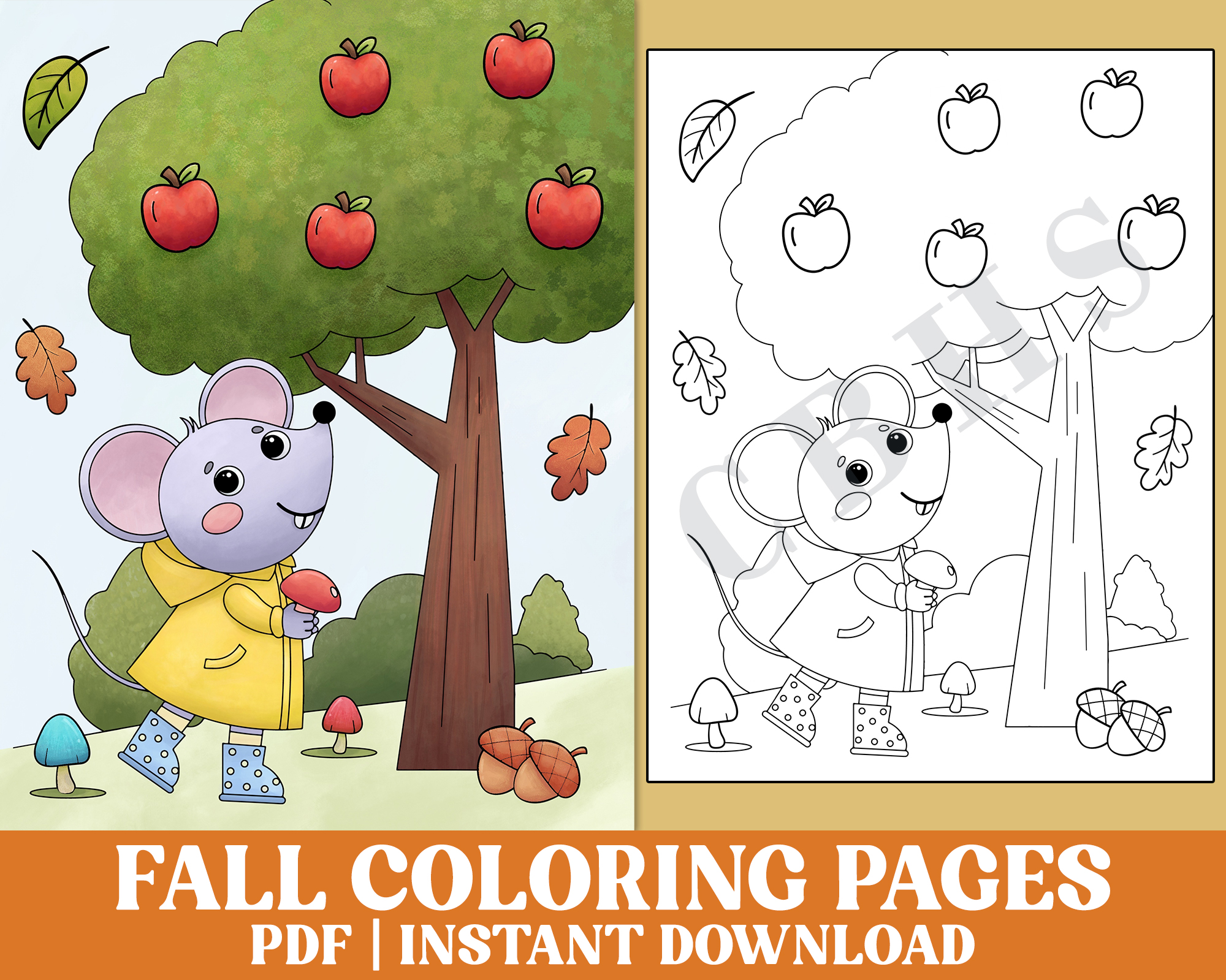 PDF Fall Coloring Pages for Kids, Cute Autumn Coloring Pages | Made By ...