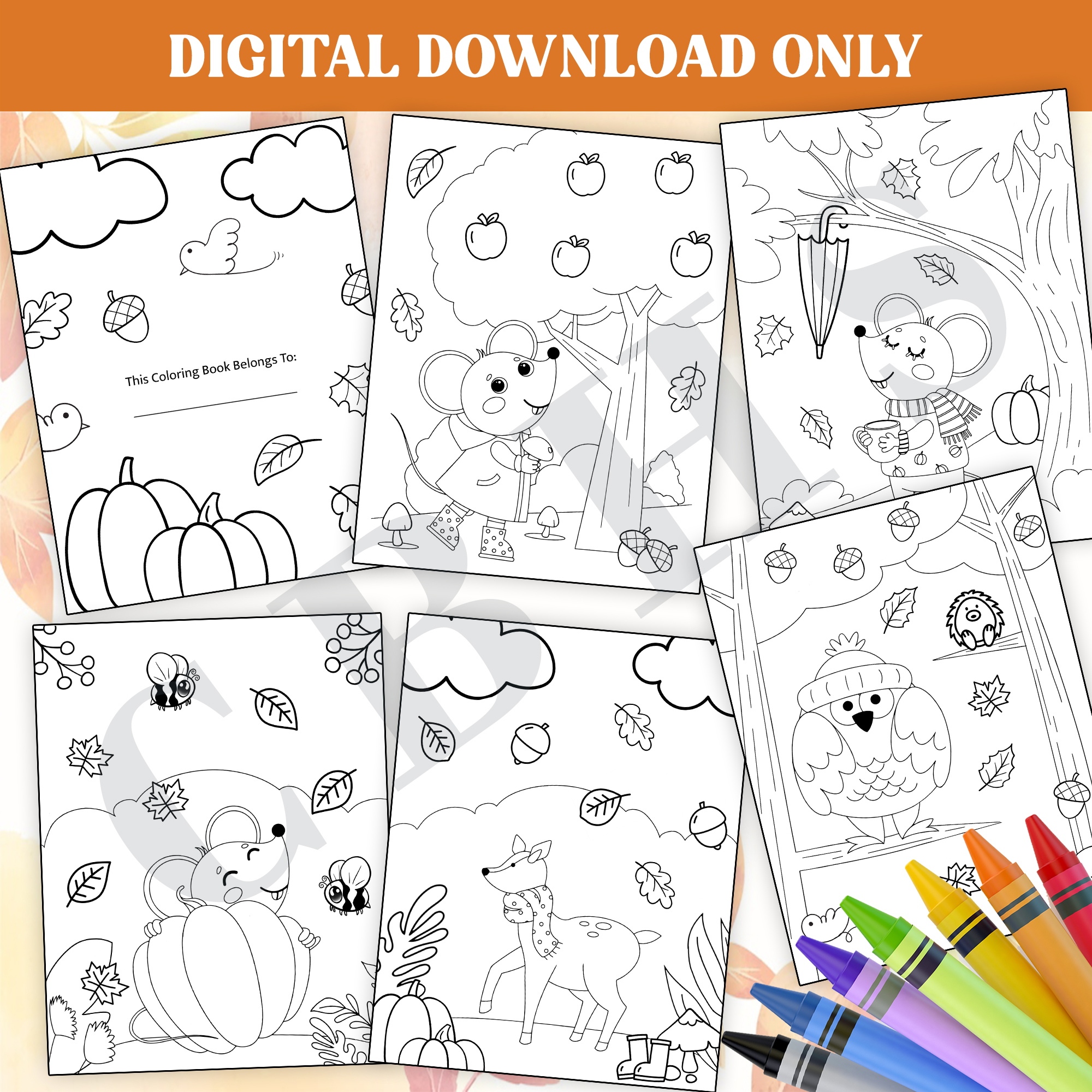 PDF Fall Coloring Pages for Kids, Cute Autumn Coloring Pages | Made By ...