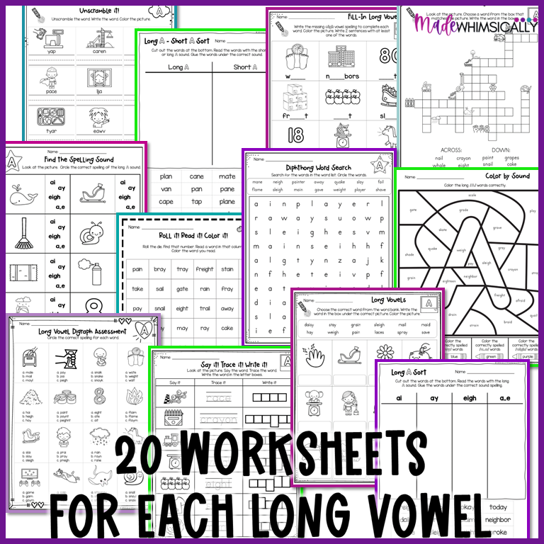 Long Vowel Worksheets - Vowel Team & CVCe Printables and Phonics ...