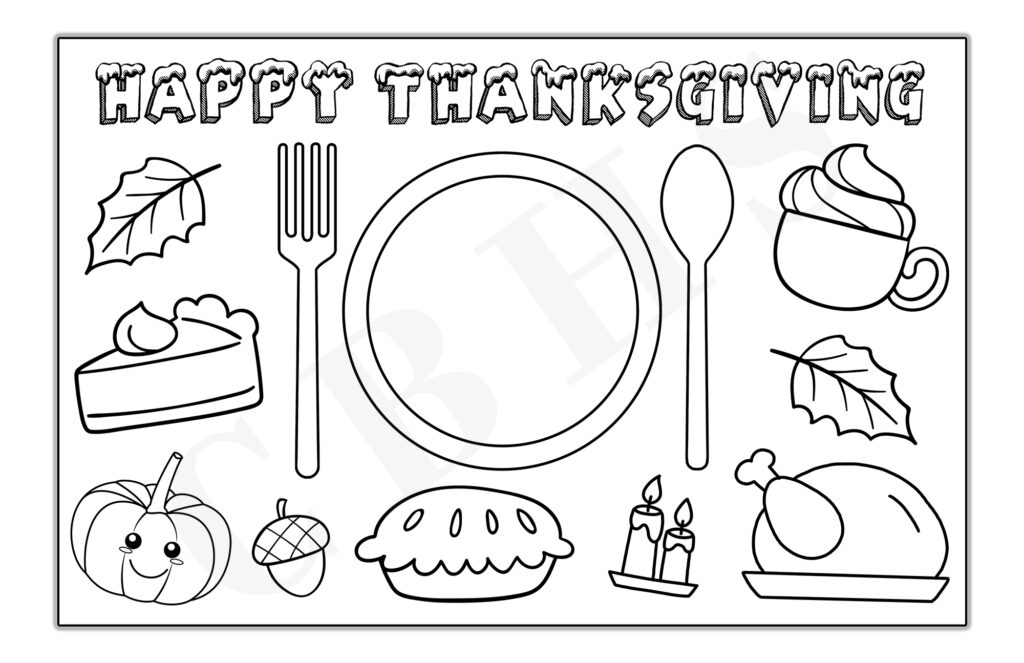 PDF Thanksgiving Activity Placemat, Printable Coloring Placemat for the ...