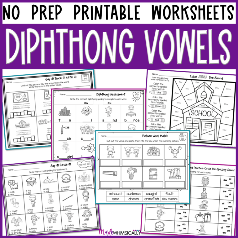 Diphthong Worksheets - Diphthong Vowels and Phonics Activities | Made ...