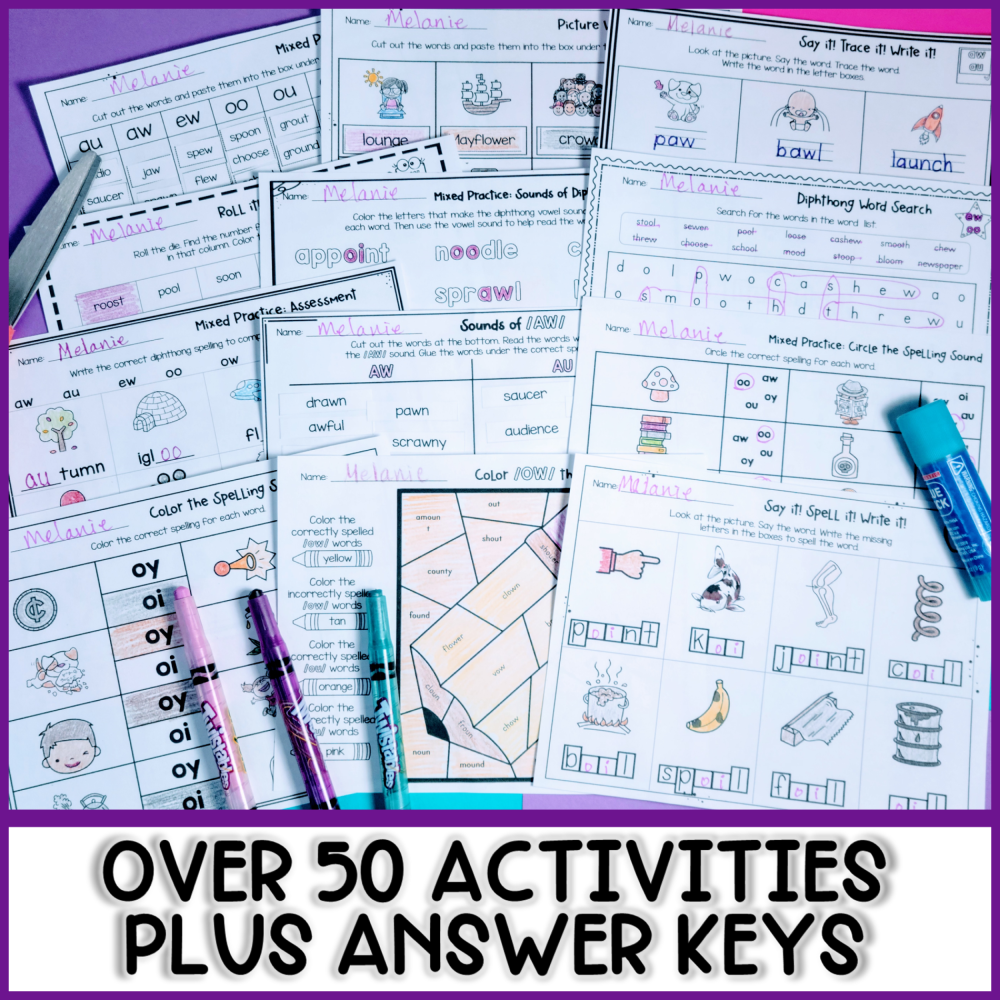 Diphthong Worksheets - Diphthong Vowels and Phonics Activities | Made ...