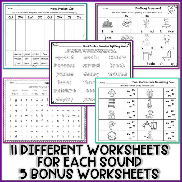 Diphthong Worksheets - Diphthong Vowels and Phonics Activities | Made ...