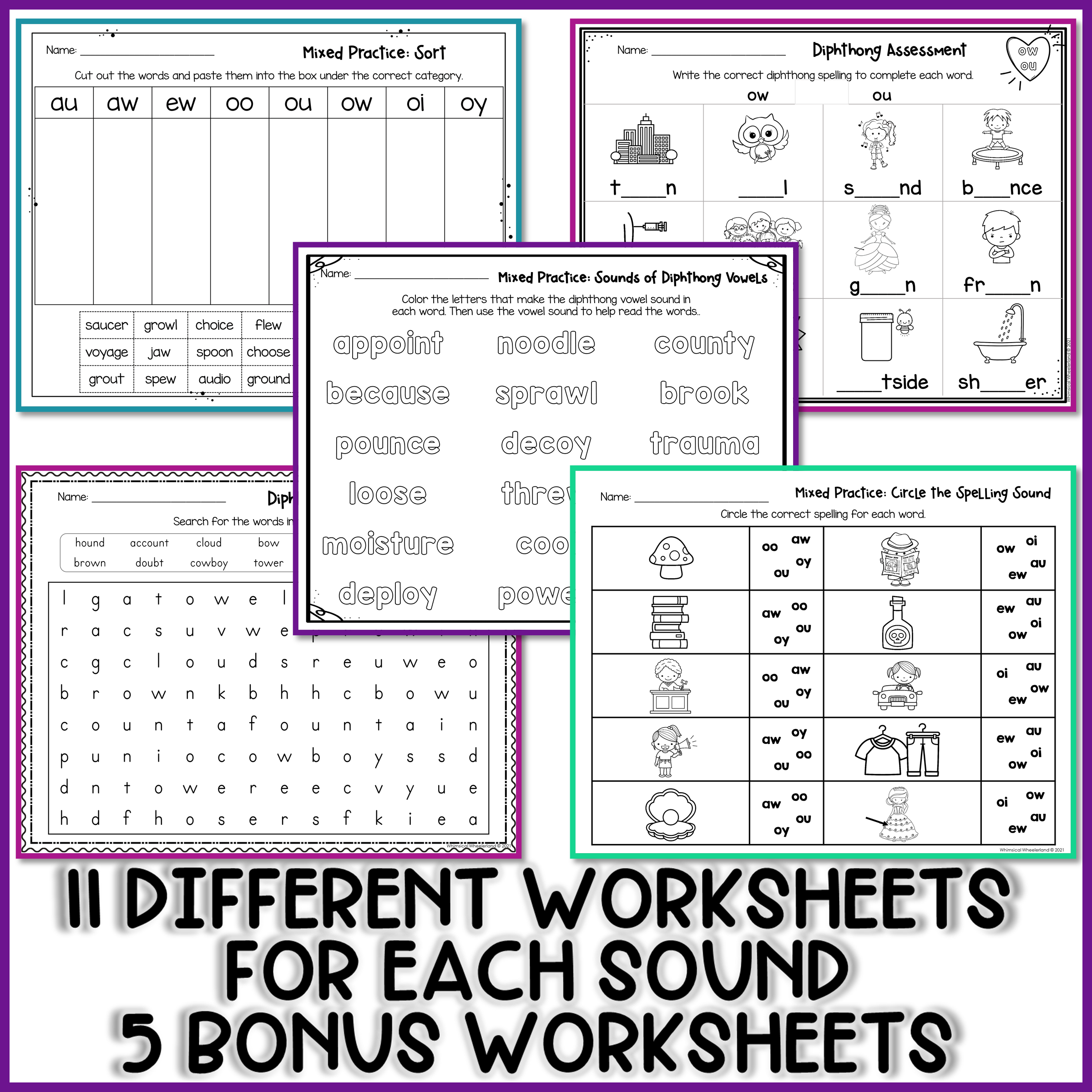 Diphthong Worksheets - Diphthong Vowels and Phonics Activities | Made ...