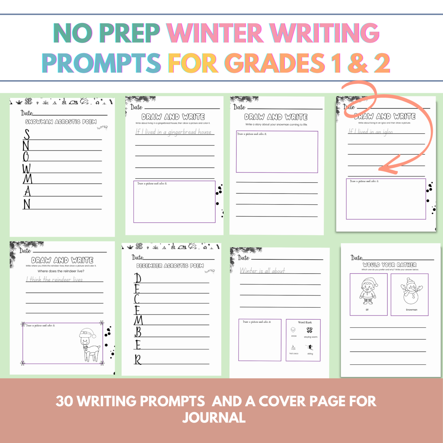 Opinion Writing Prompts for First Grade, No Prep Writing Prompts | Made ...