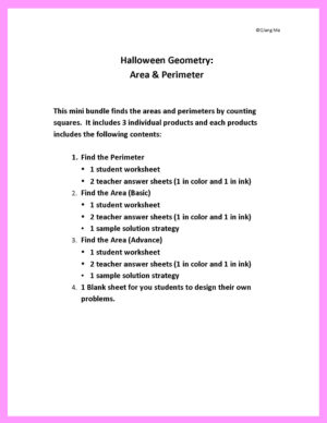Halloween Color by Code: Area and Perimeter: Count Squares Bundle 3 in ...