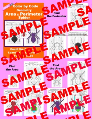 Halloween Color by Code: Area and Perimeter: Count Squares Bundle 3 in ...